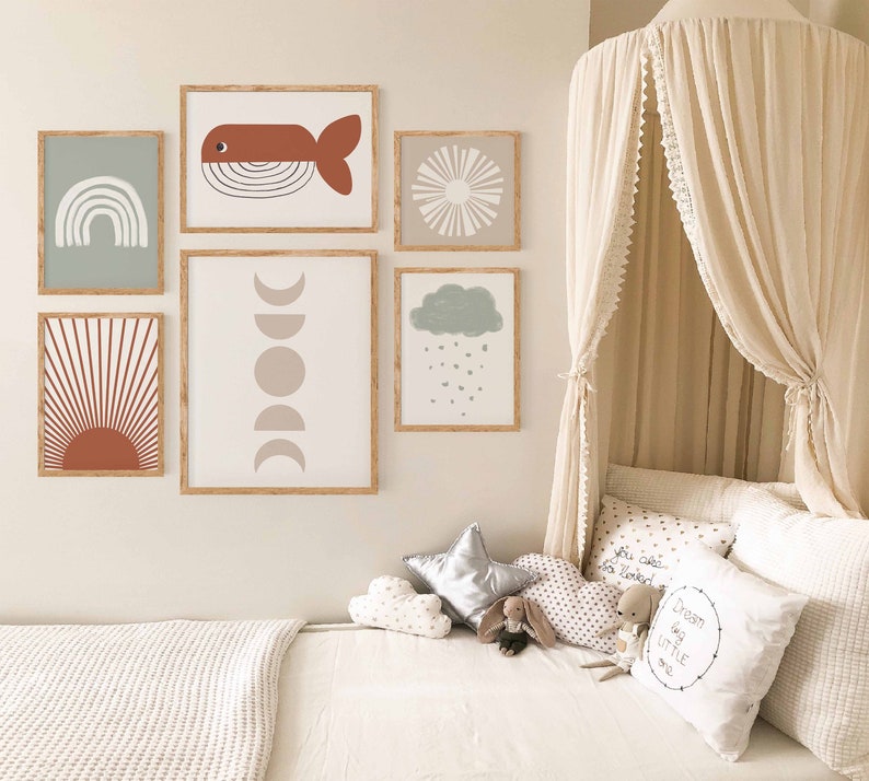 Set of 6 Printable for Nursery Boho Set Nursery Print - Etsy