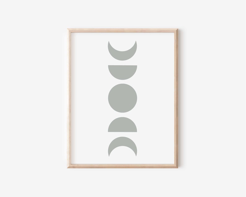 Green Sage Moon Phases Poster Modern Nursery Printable Wall - Etsy