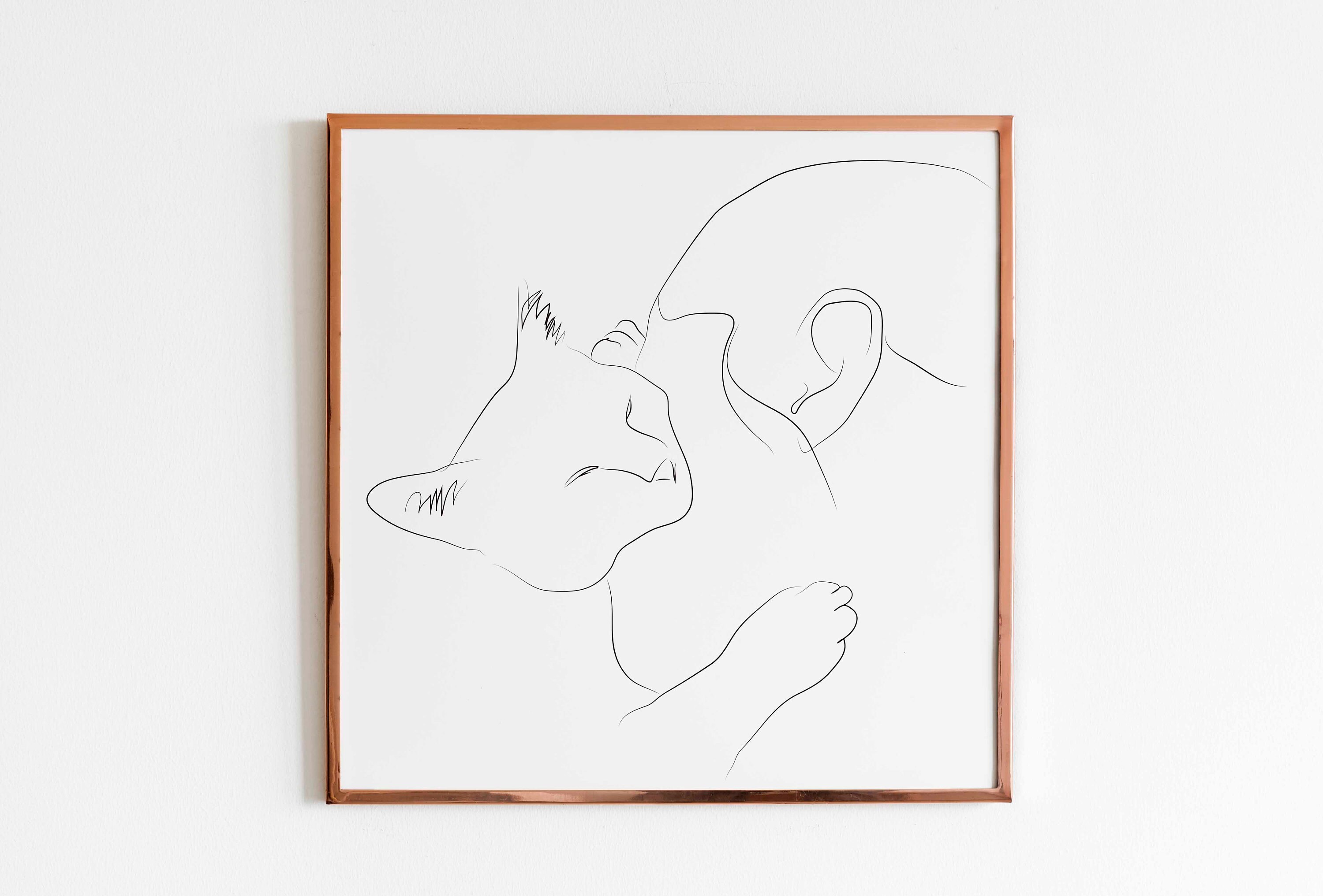 Girl and Cat Print Line Art Girl Line Artwork Girl Girl Cat - Etsy