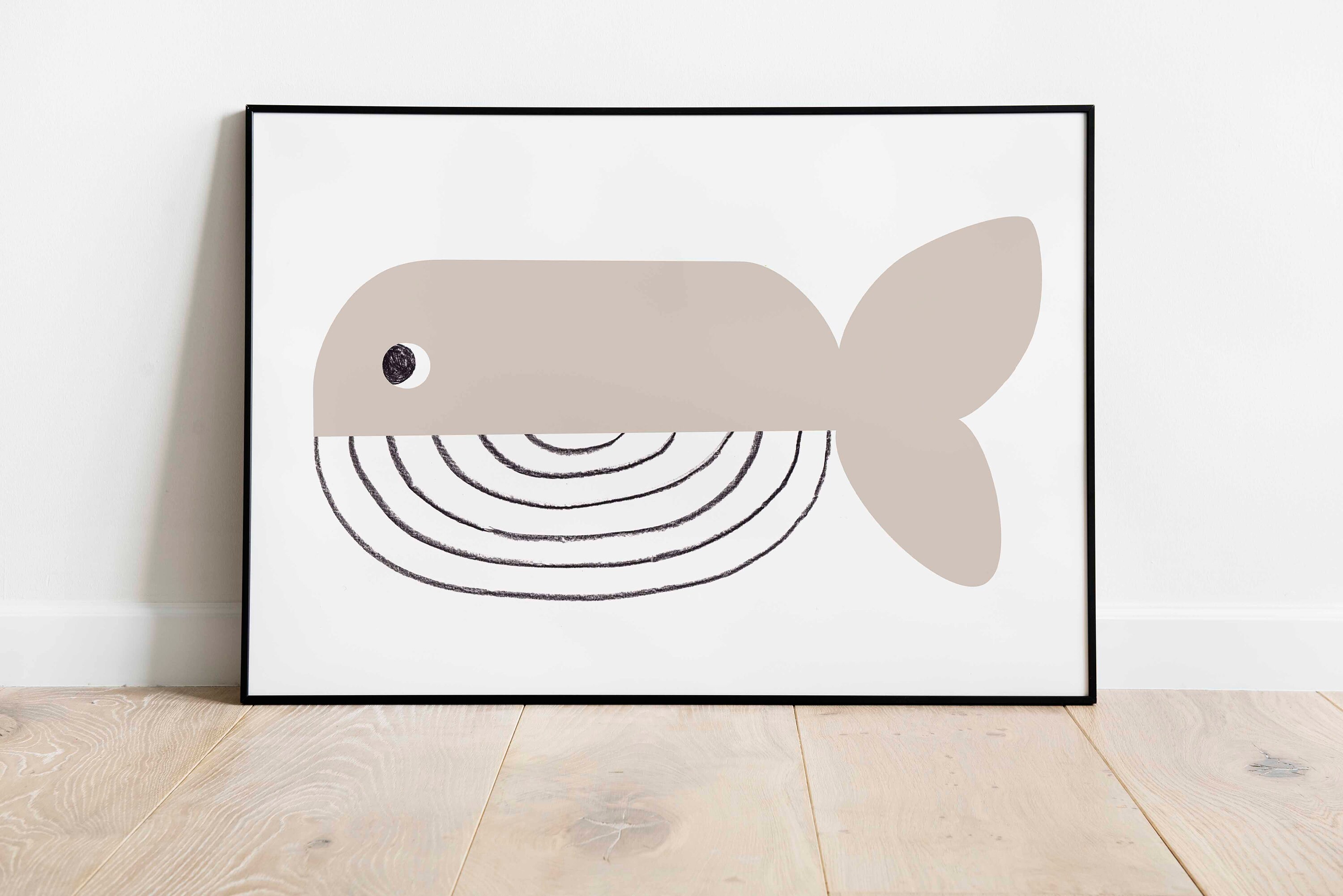 Printable Beige Whale Print, Beige Baby Cetacean, Boho Whale Poster for ...