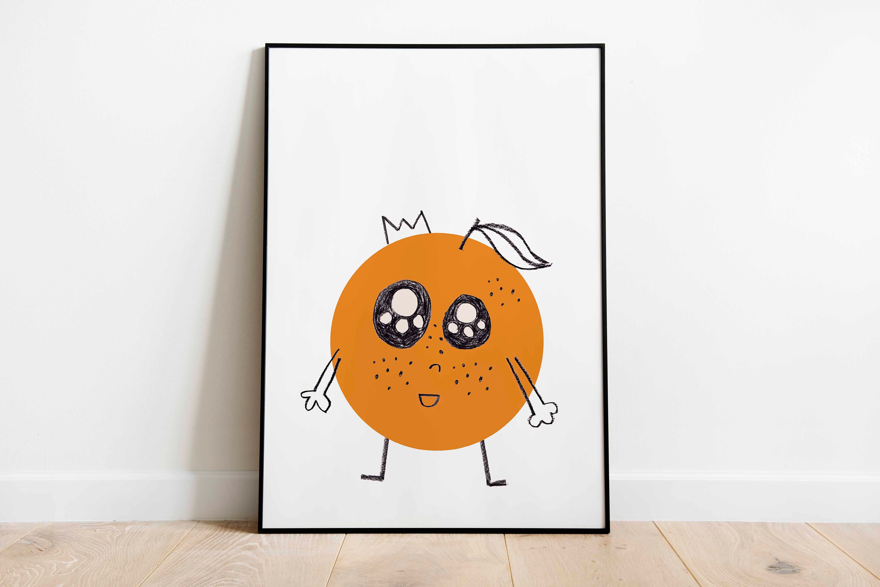 Burnt Orange Tangerine Print Nursery, Kids Funny Illustration, Funny ...