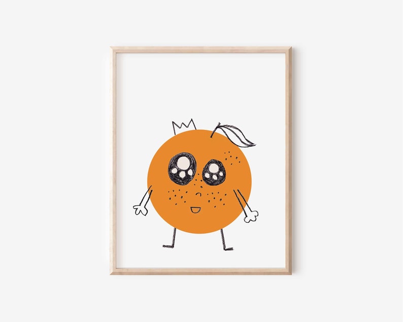 Burnt Orange Tangerine Print Nursery, Kids Funny Illustration, Funny ...