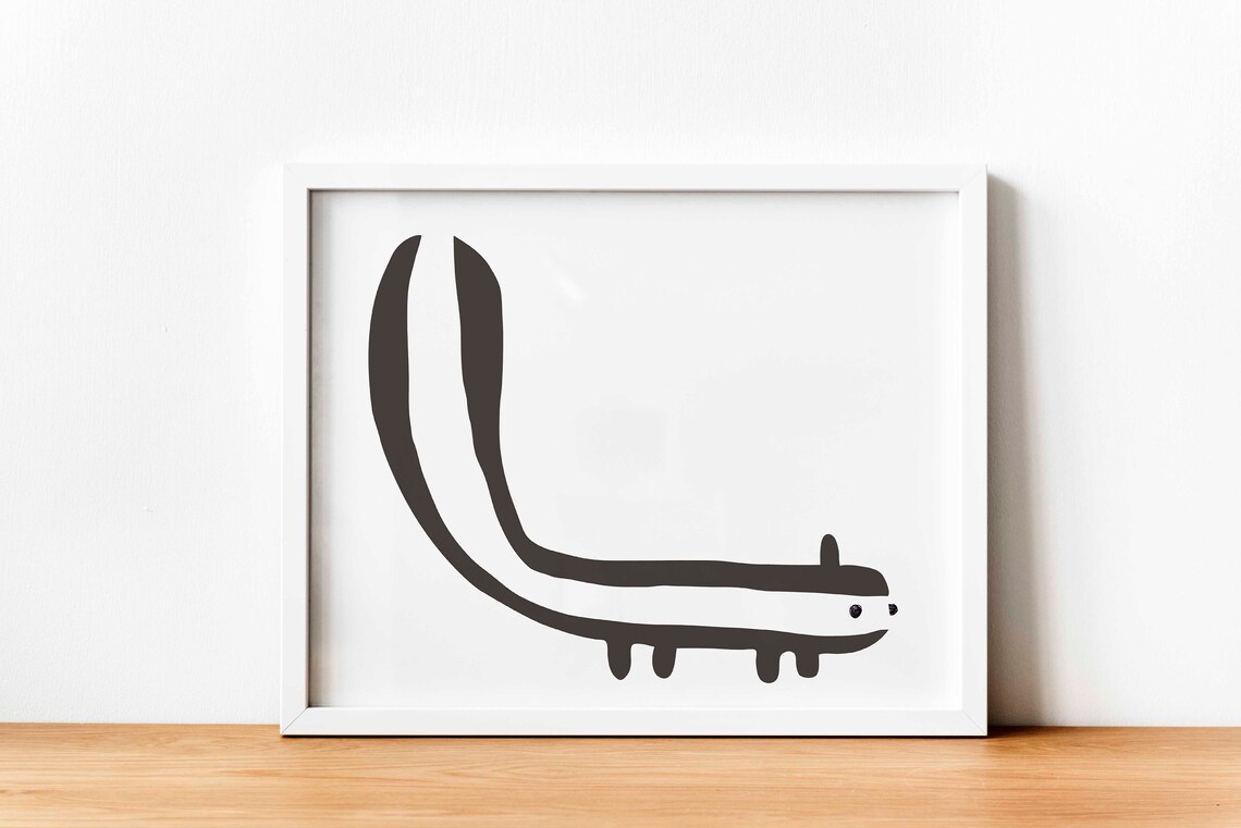 Skunk Poster, Printable Skunk Print, Nursery Print, Nuersery Decor ...