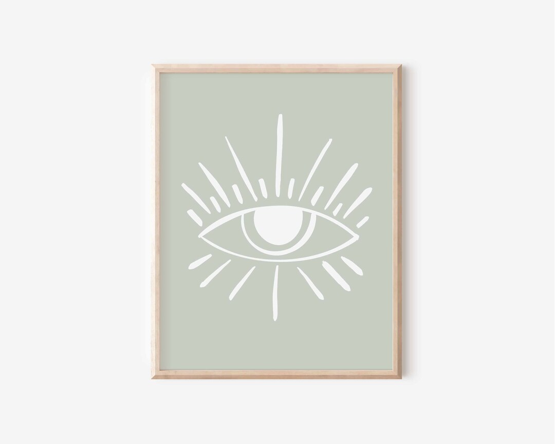 Mystic Boho Evil Eye Print, Sage Green Wall Art Decor to Decorate Your ...