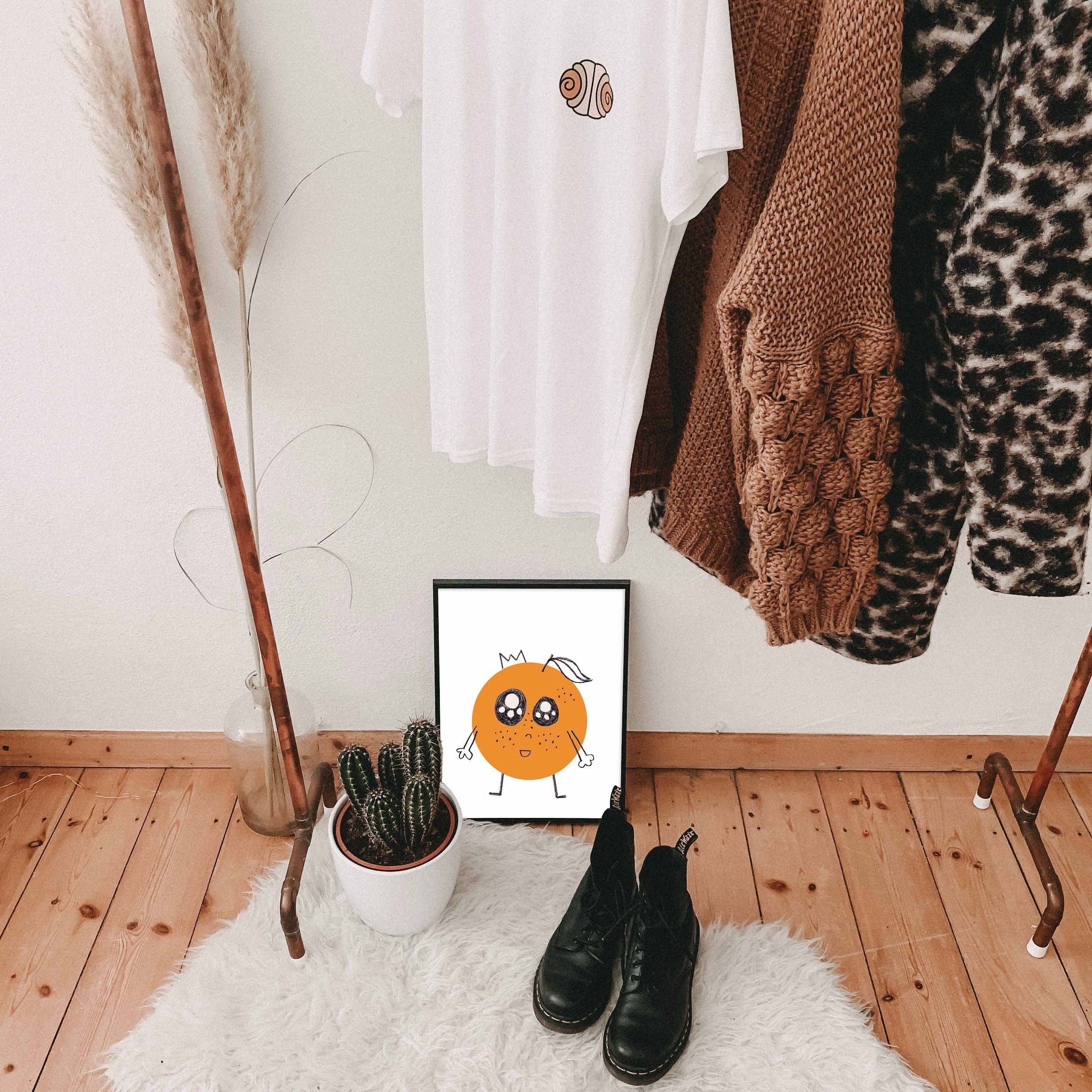 Burnt Orange Tangerine Print Nursery, Kids Funny Illustration, Funny ...