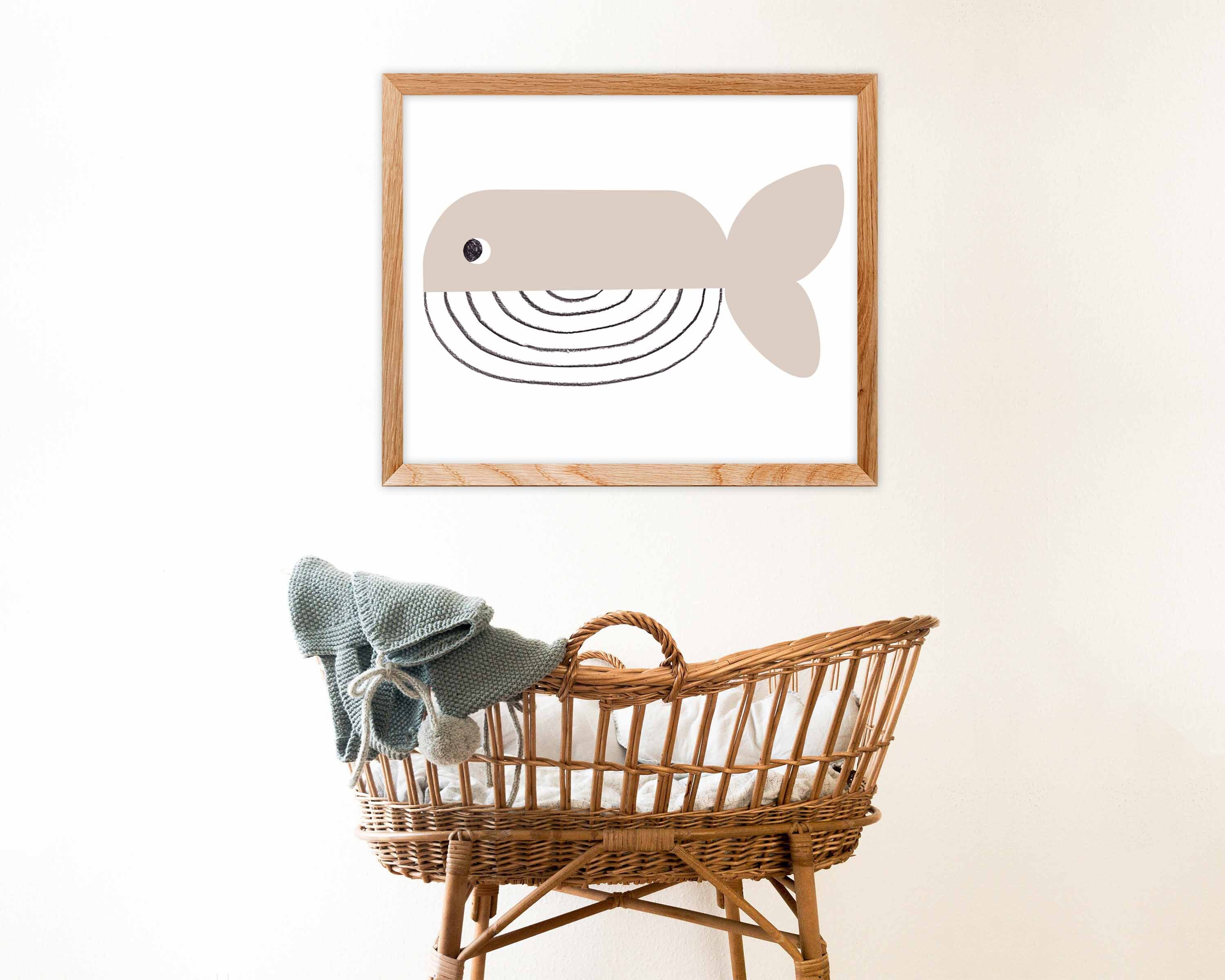 Printable Beige Whale Print, Beige Baby Cetacean, Boho Whale Poster for ...