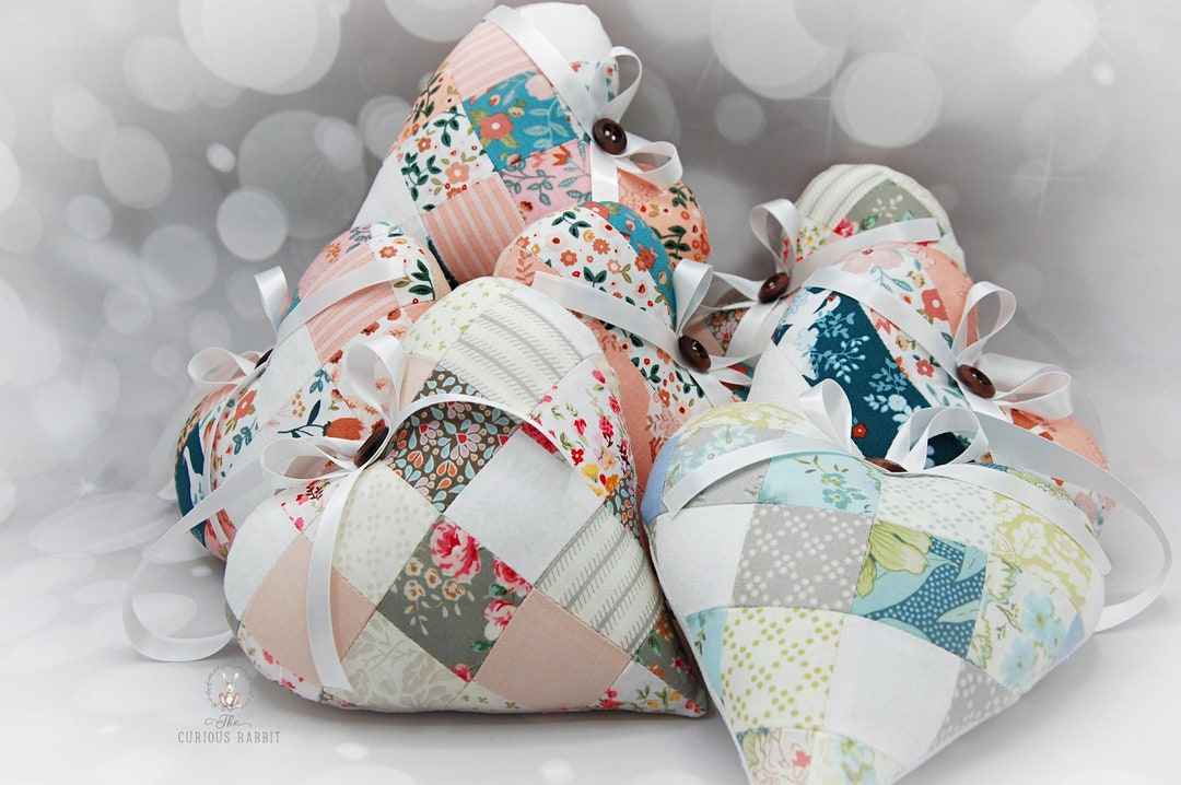 PATCHWORK HEARTS 7 Designs Home Decor Accessories Hanging Heart Wedding ...