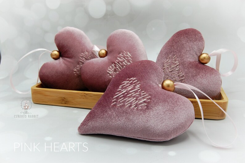 Handmade Velvet Embroidered Heart: Luxe Hanging Ornament - Etsy
