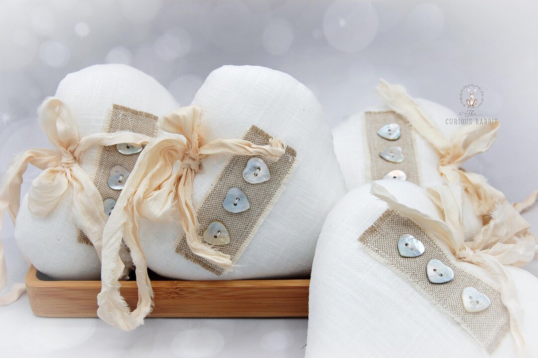 LINEN HEARTS & Mother of Pearl | White Hearts | Valentine Hearts | Love ...