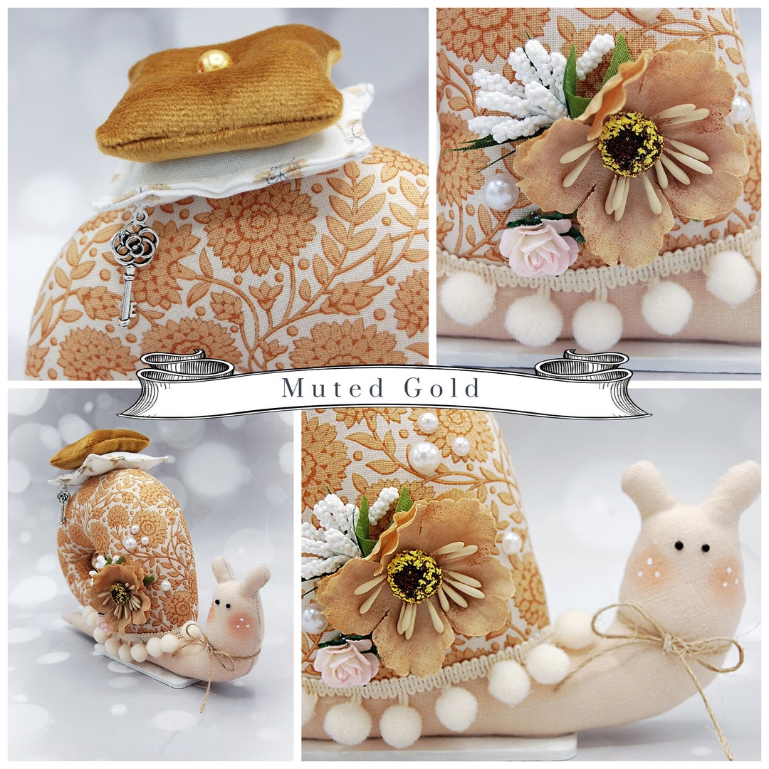 Tilda Snail Decor: Linen Plush With Flowers, Key & Pillows - Etsy