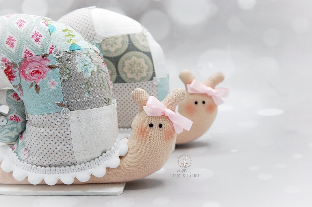 PATCHWORK TILDA SNAIL 2 Choices Sequin Details, Patchwork, Plush Snail ...
