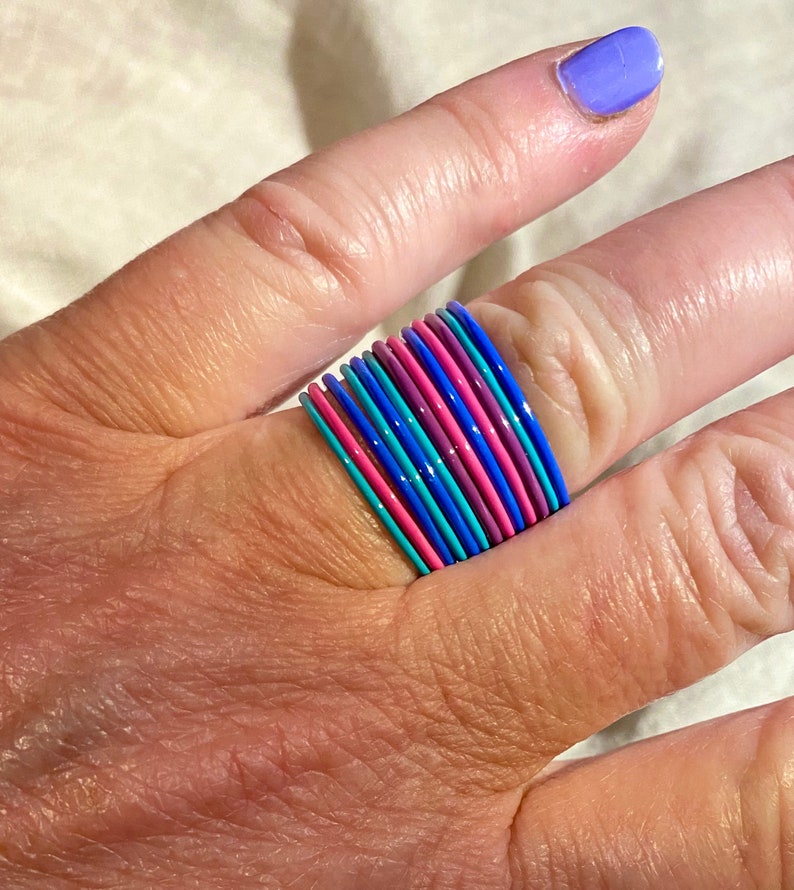 Blue Enamel Rings | Etsy