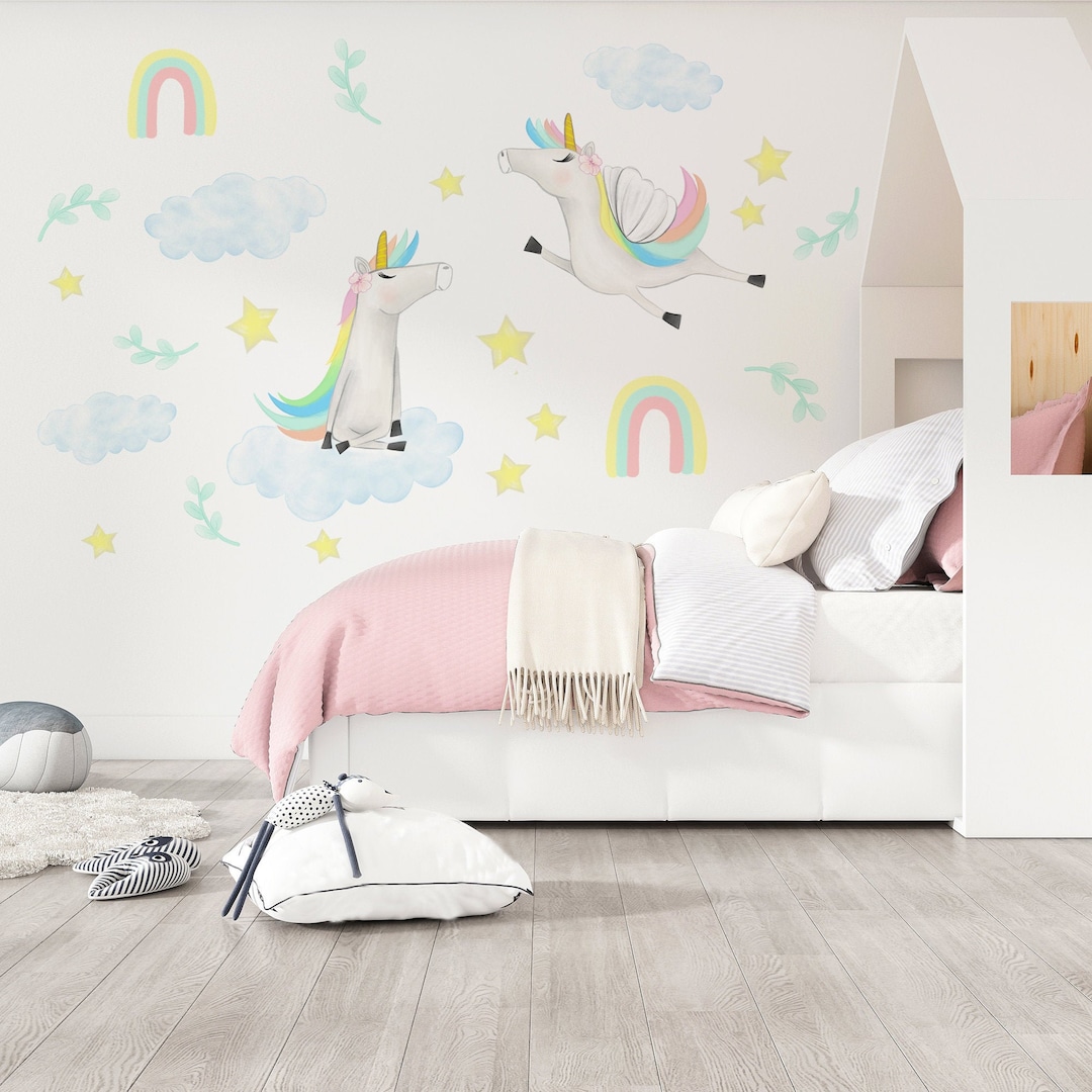 Unicorn Rainbow Girls Room Wall Decals - Vinyl Wall Stickers , Baby ...
