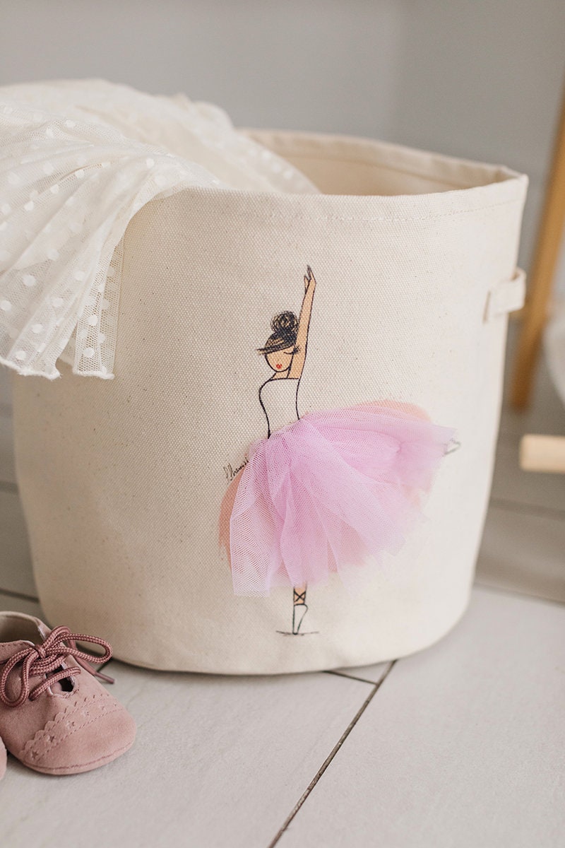 Nursery Basket for Toys, Girls Room Decor - Sofia Ballerina Canvas ...