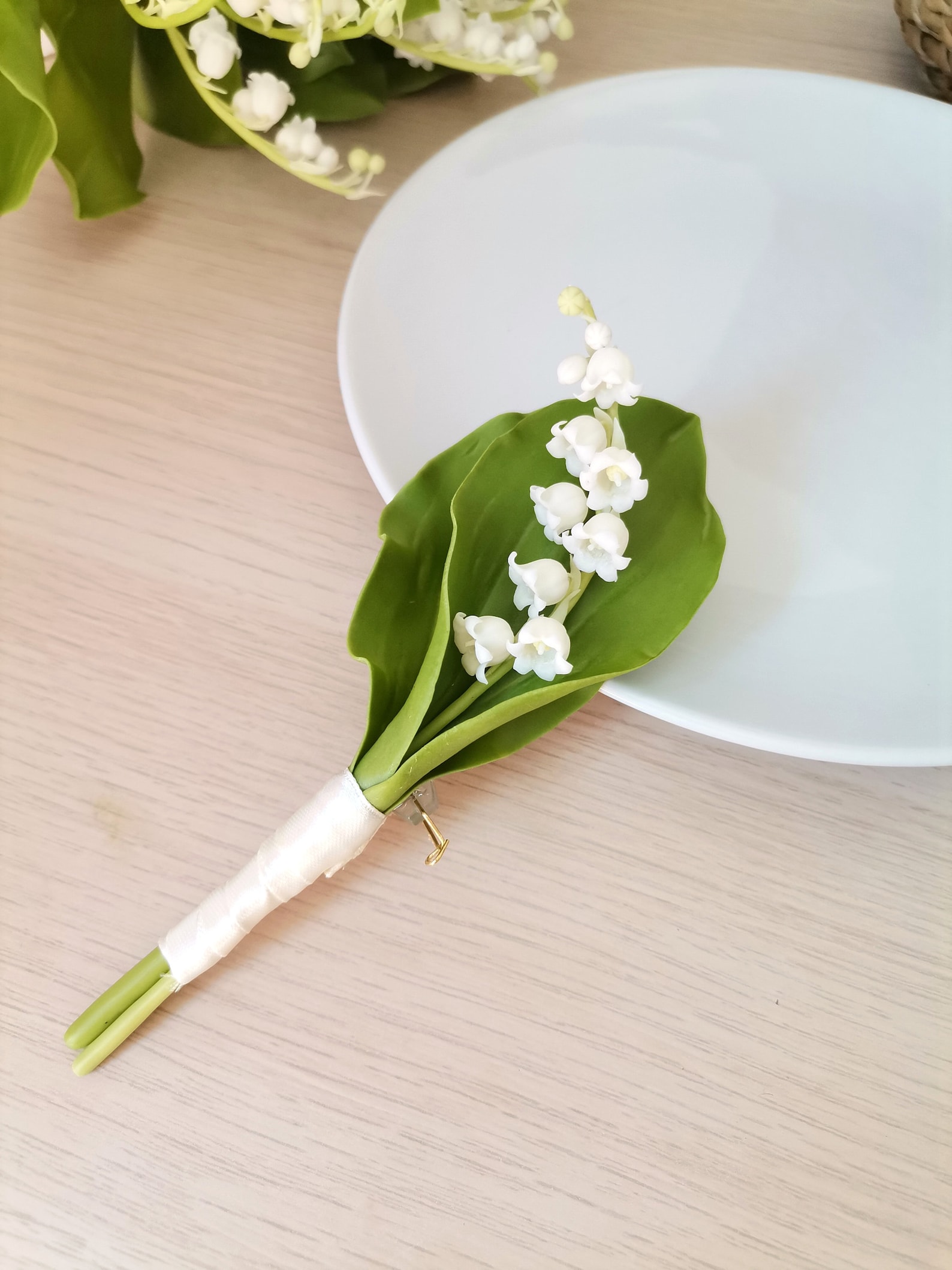 Groom's Boutonniere, Lily of the Valley Boutonniere, Handmade ...