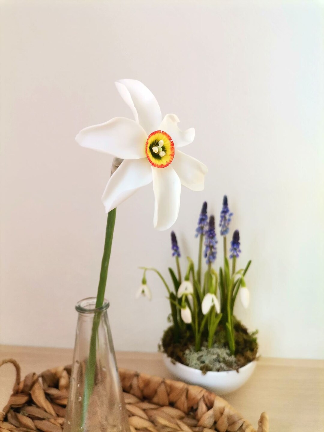 Handmade Daffodil, Real Touch Flower, White Daffodils, Made of Air Dry ...