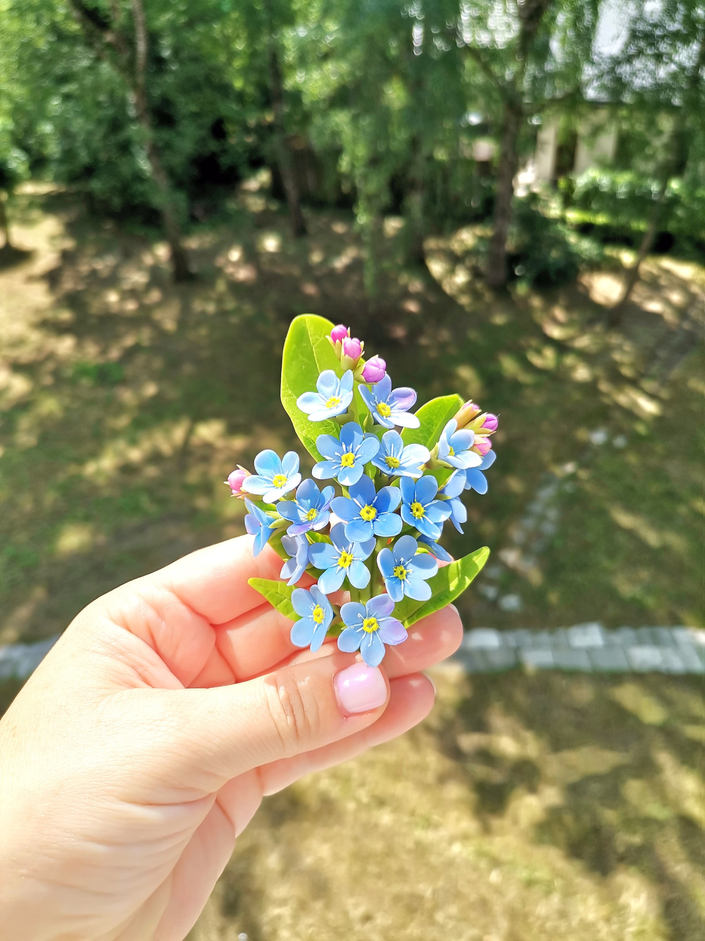 Forget Me Not Brooch Handmade Brooch Made From Air Dry Polymer Clay ...