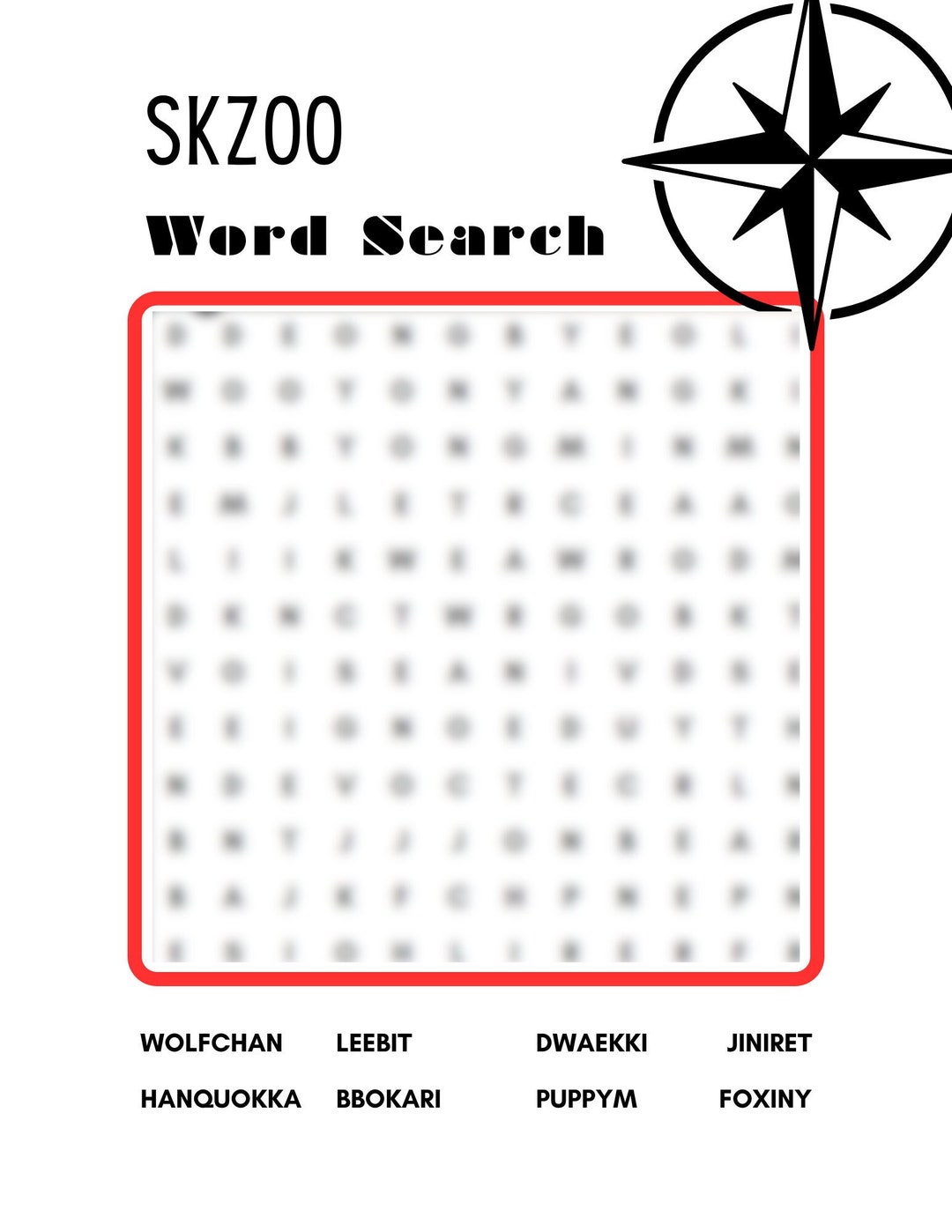 Stray Kids Skzoo Characters Word Search Digital PDF File - Etsy Israel
