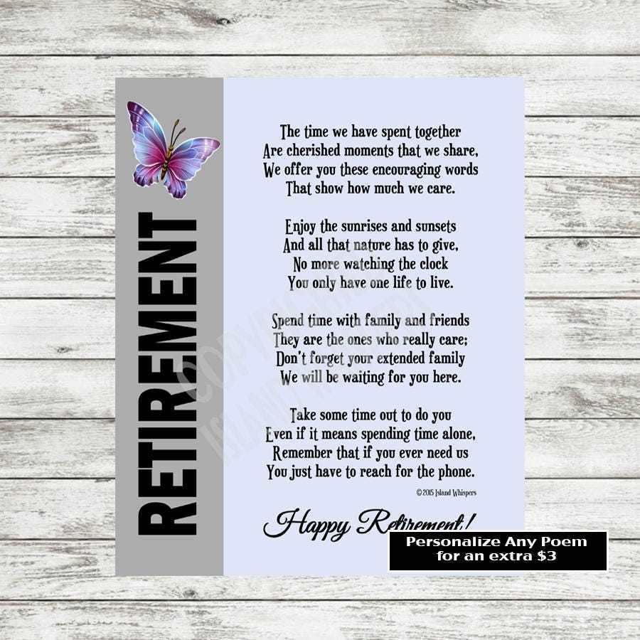 Retirement Poem Retirement Gift Co-Worker Retirement Boss | Etsy