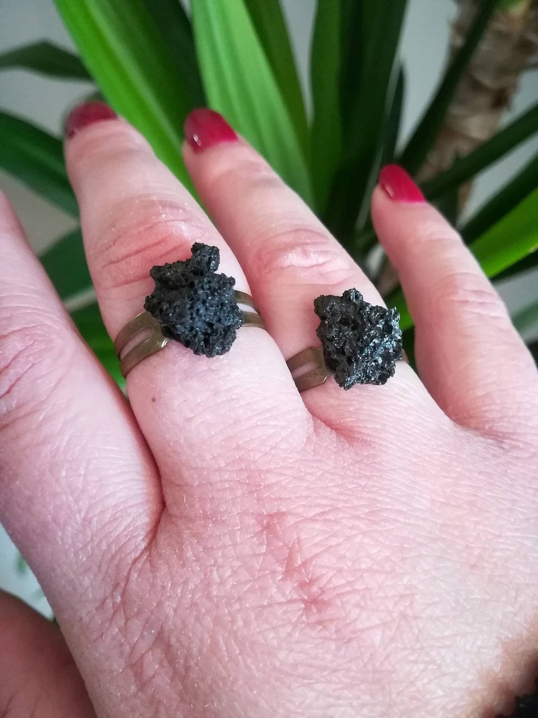 Gothic Ring in Raw Lava Stone, Volcanic Rock Ring, Fire Ring, Raw Lava ...