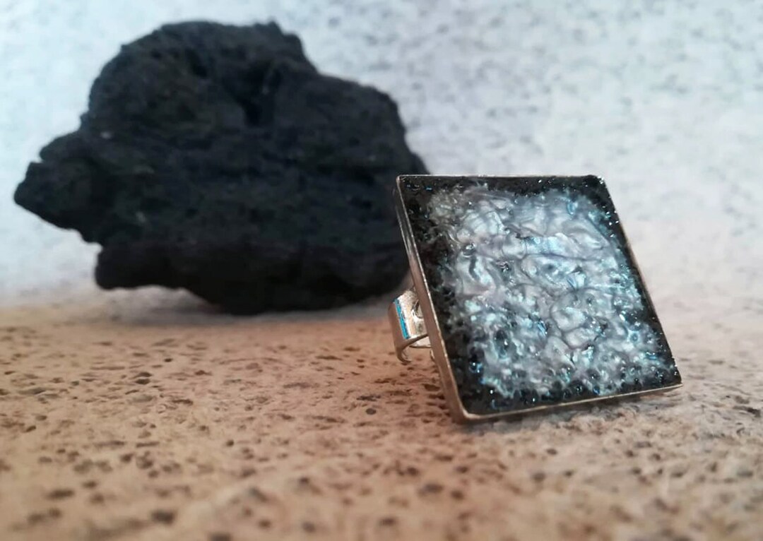 Volcanic Ring From Etna Lava Rock, Raw Stone Science Jewelry Ring ...