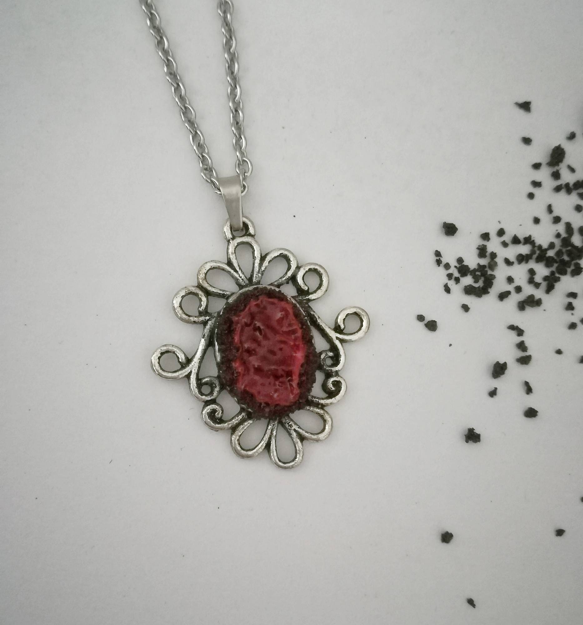 Red Necklace, Necklace Red Stone, Red Necklace and Earrings, Gothic ...