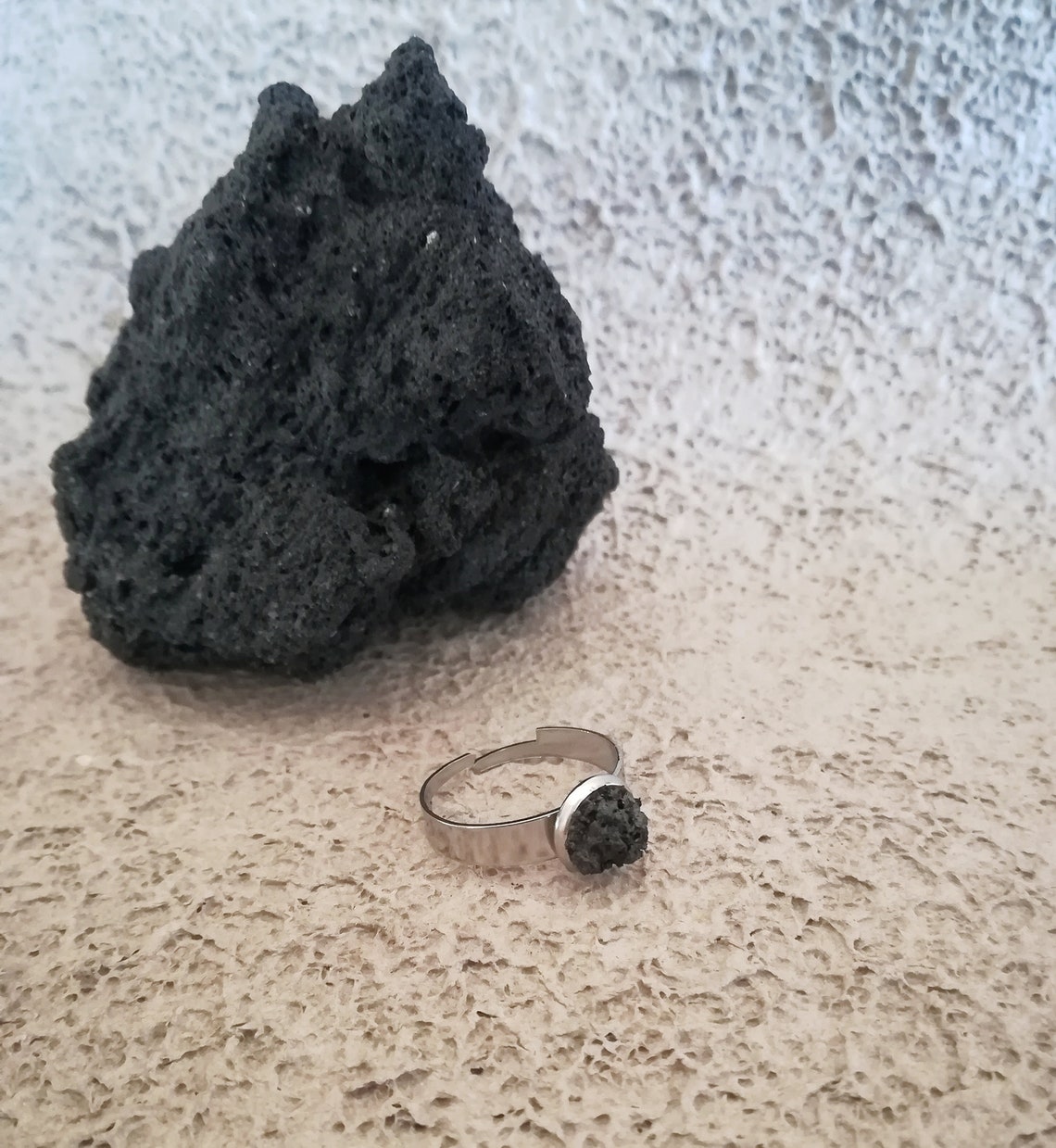 Lava Stone Ring With a Real Lapillo From Vulcano Etna Eruption - Etsy