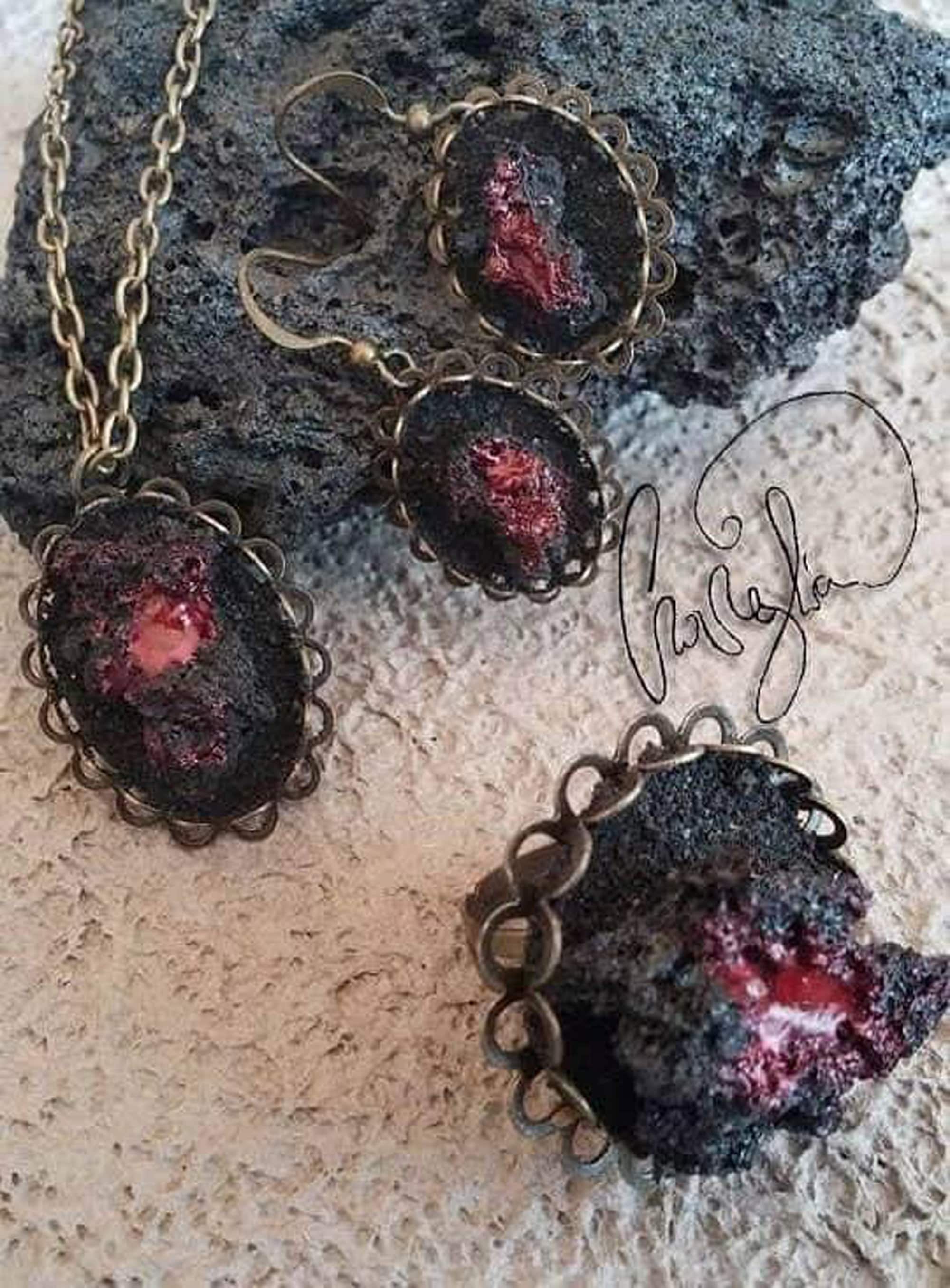 Volcano Lava Ring Raw Stone Ring Red Lava Rock Ring Fire - Etsy