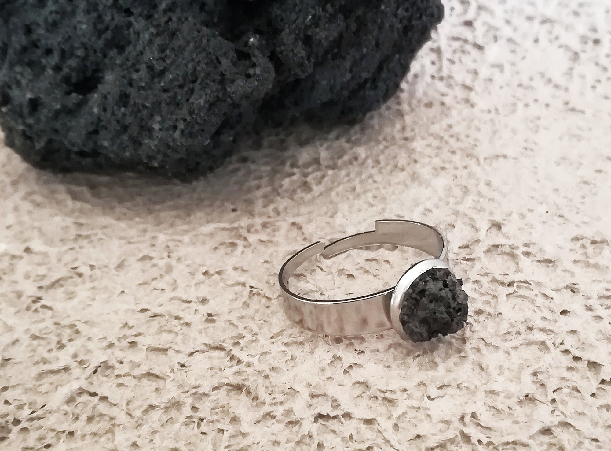 Lava Stone Ring With a Real Lapillo From Vulcano Etna Eruption in 2013 ...