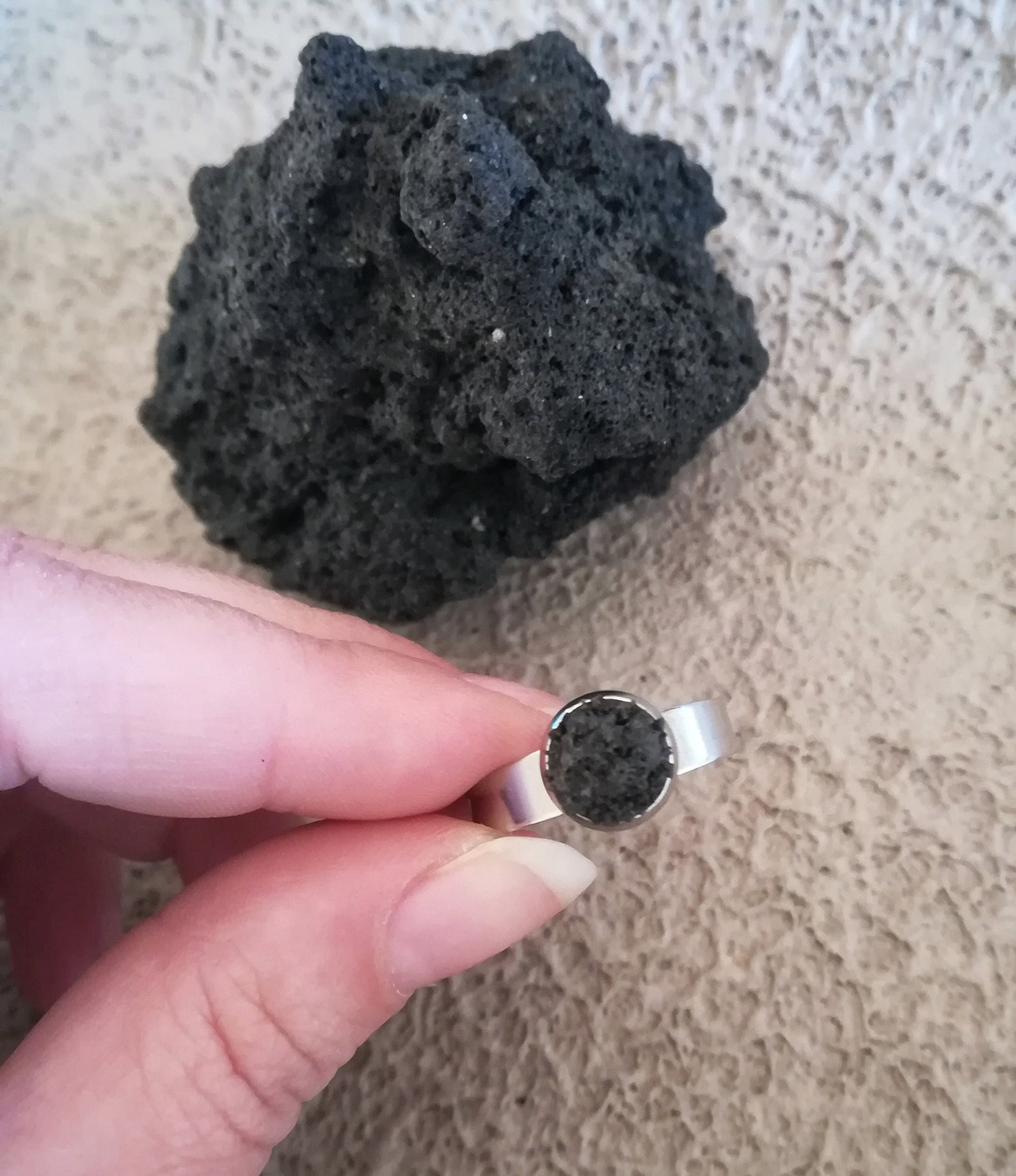 Lava Stone Ring With a Real Lapillo From Vulcano Etna Eruption - Etsy