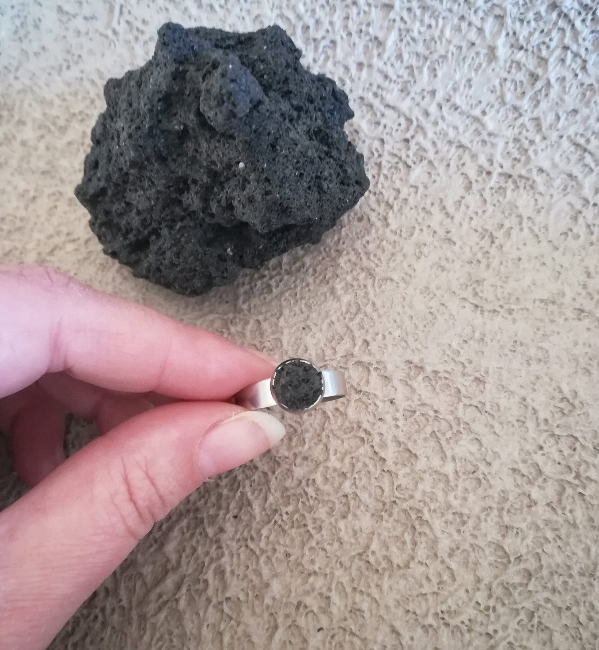 Lava Stone Ring With a Real Lapillo From Vulcano Etna Eruption in 2013 ...