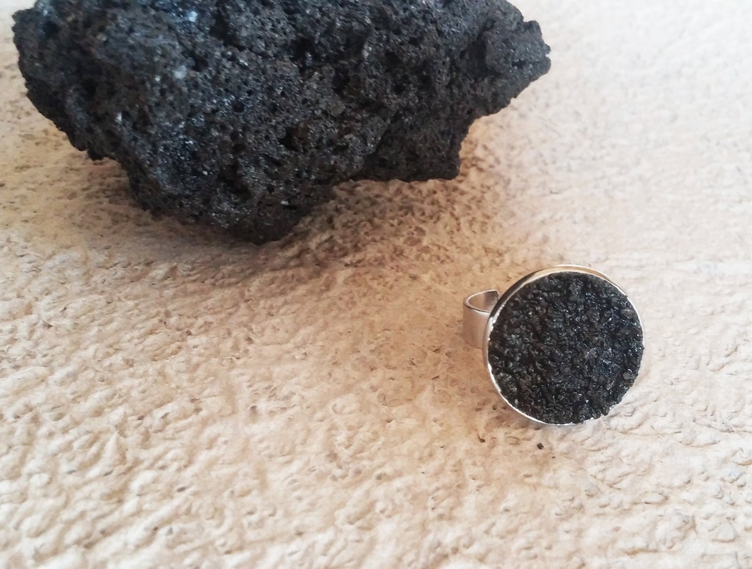 Lava Rock Ring in Real Lava Stone Fragment From Etna, Raw Stone ...