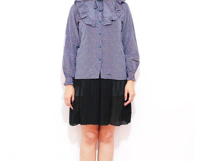 70s Vintage Ruffle Blouse/ Ruffled Blouse/ Secretary Blouse/ - Etsy