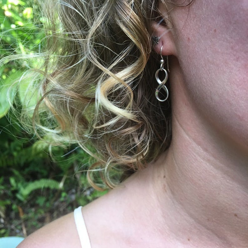 Mobius Silver SMALL INFINITY Earrings, Dangling Infinity Earrings, Earrings & Pendant, Sterling ...