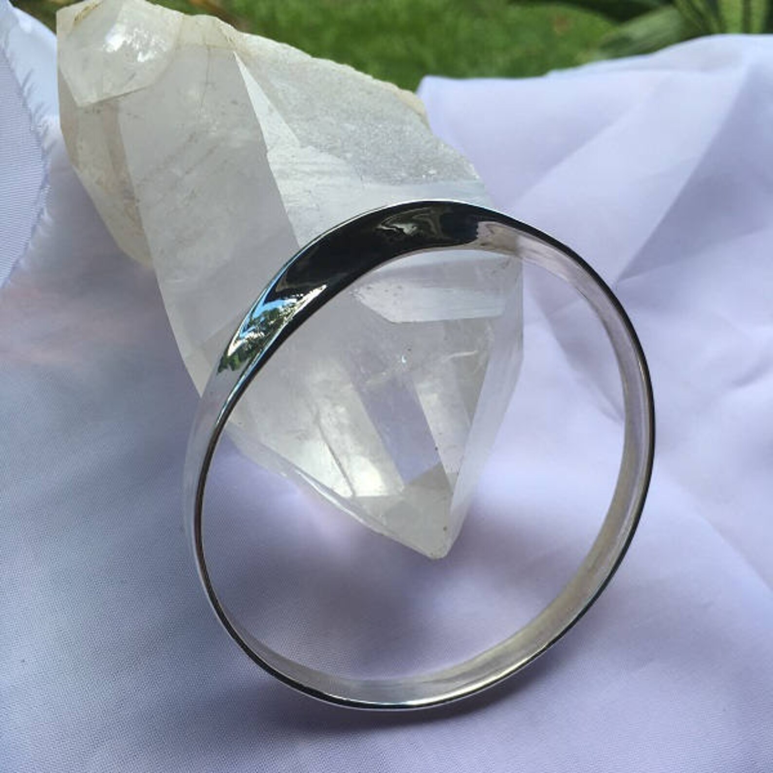Mobius Silver WIDE LARGE Bangle Bracelet, Mobius Bangle, Men's Bangle ...