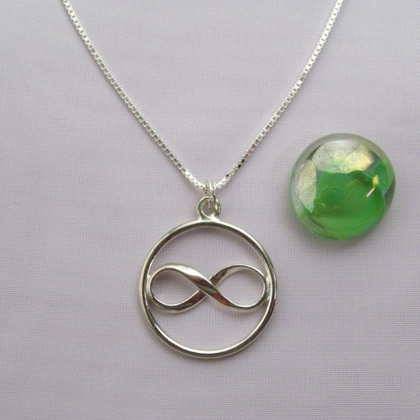 Mobius Silver LARGE INFINITY in CIRCLE, Infinity Symbol, Horizontal ...