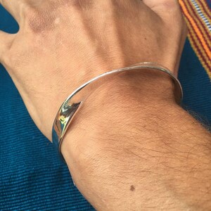 Mobius Silver WIDE LARGE Bangle Bracelet, Mobius Bangle, Men's Bangle, Engraved Bangle Bracelet ...
