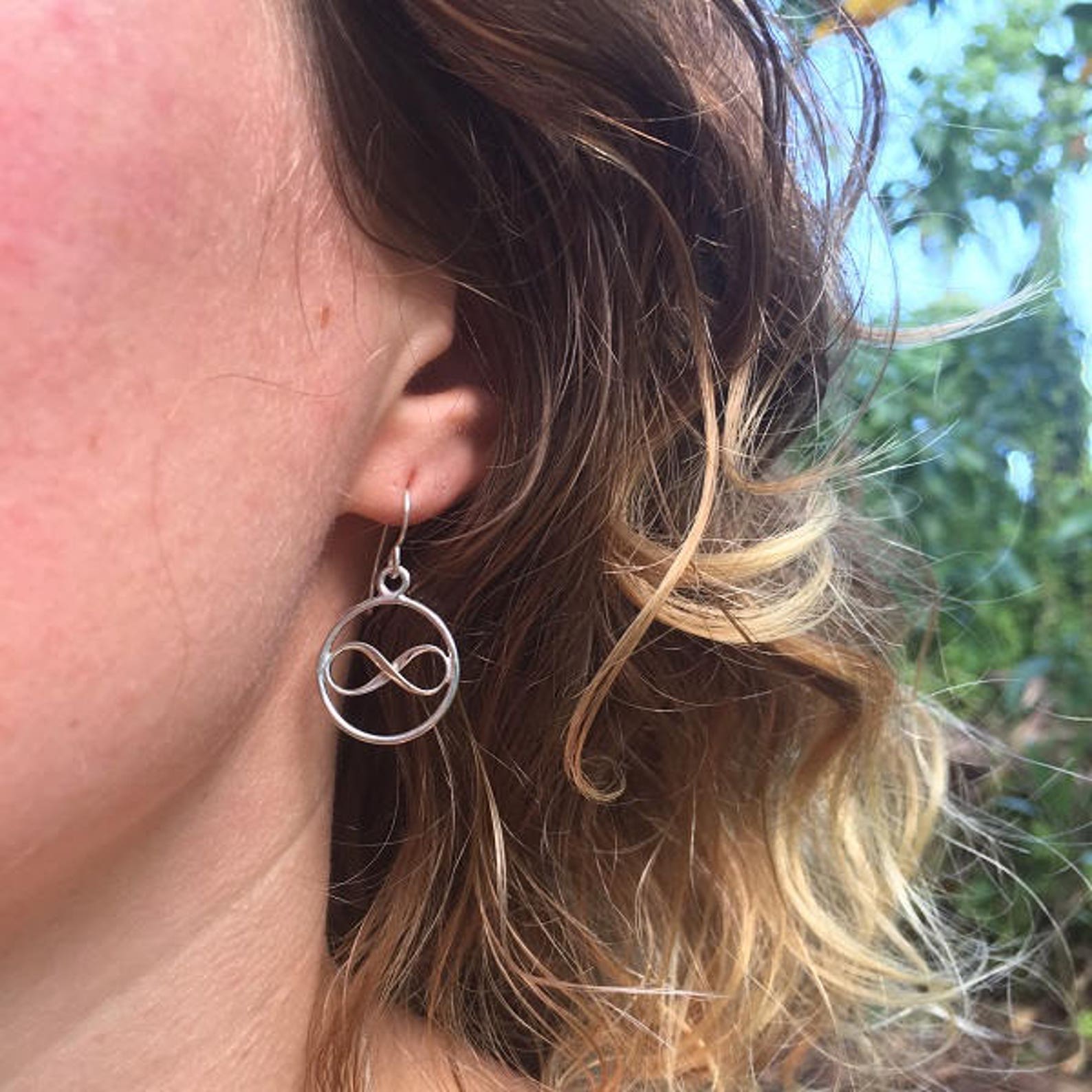 Mobius Silver SMALL INFINITY in CIRCLE Earrings Circle - Etsy