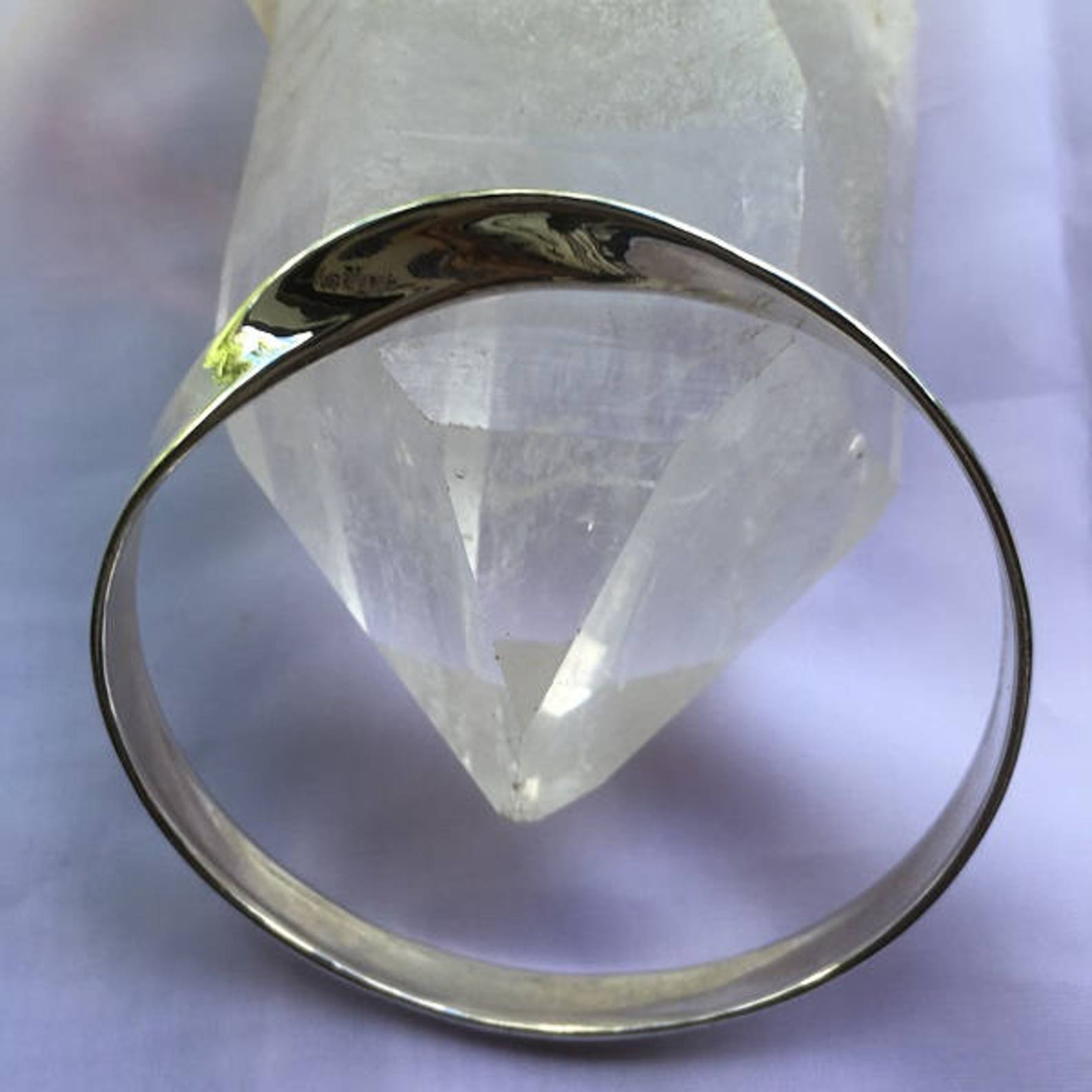 Mobius Silver WIDE LARGE Bangle Bracelet, Mobius Bangle, Men's Bangle ...