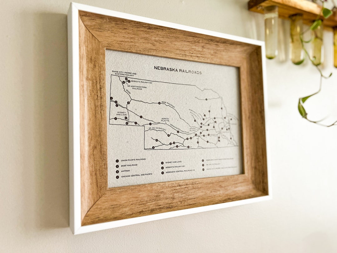 Nebraska Railroads Map, Railroad Map Print, Nebraska Map Letterpress ...