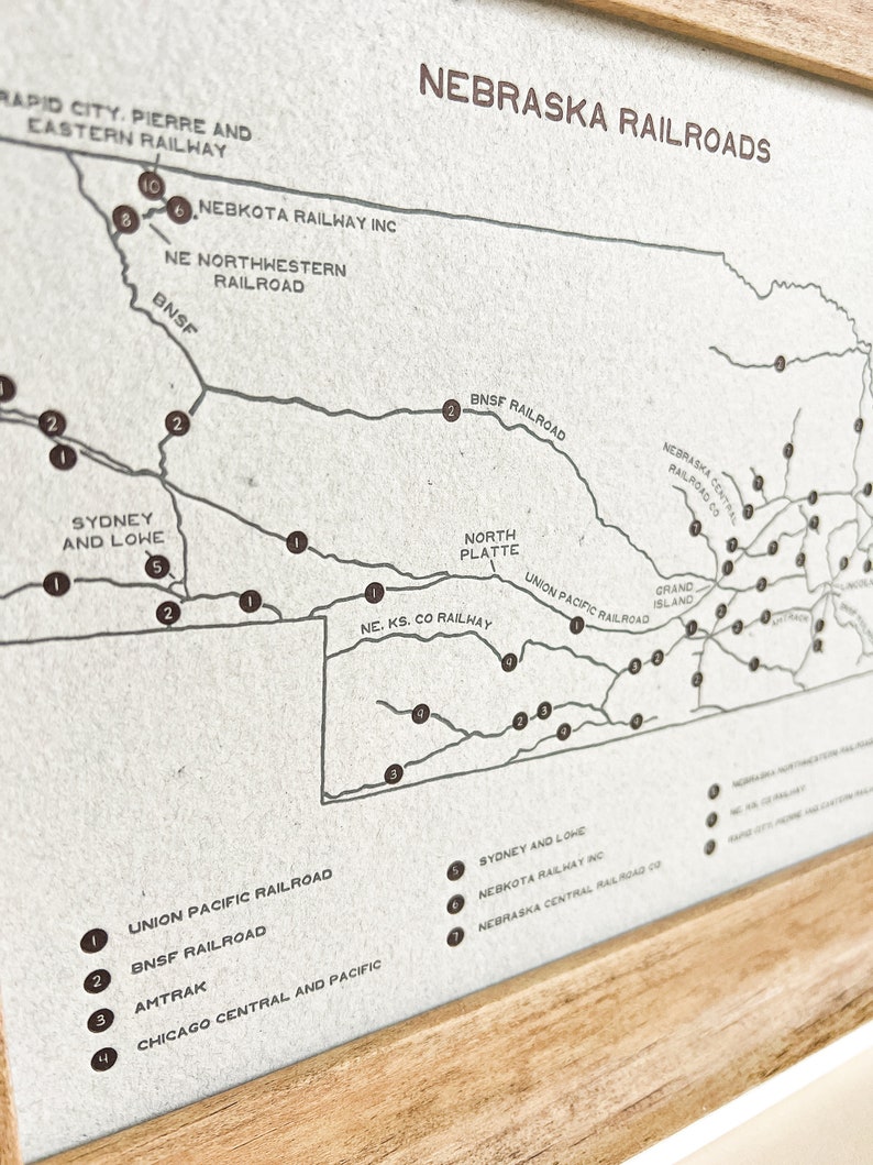 Nebraska Railroads Map, Railroad Map Print, Nebraska Map Art Print ...