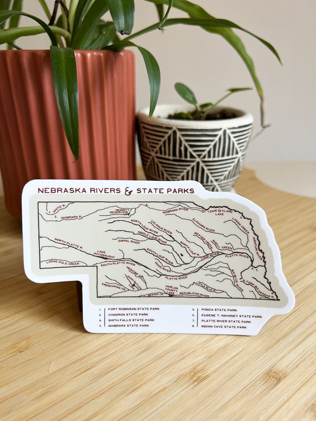 Nebraska Rivers & State Parks Sticker, Nebraska Sticker - Etsy
