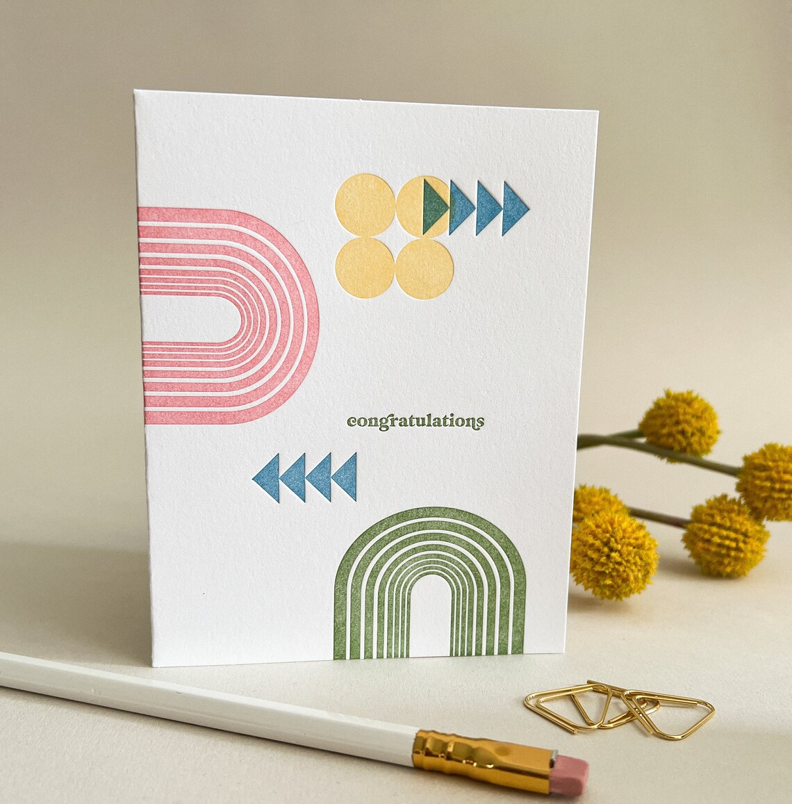 Congratulations Card, Modern Abstract Card, Letterpress Greeting Card ...