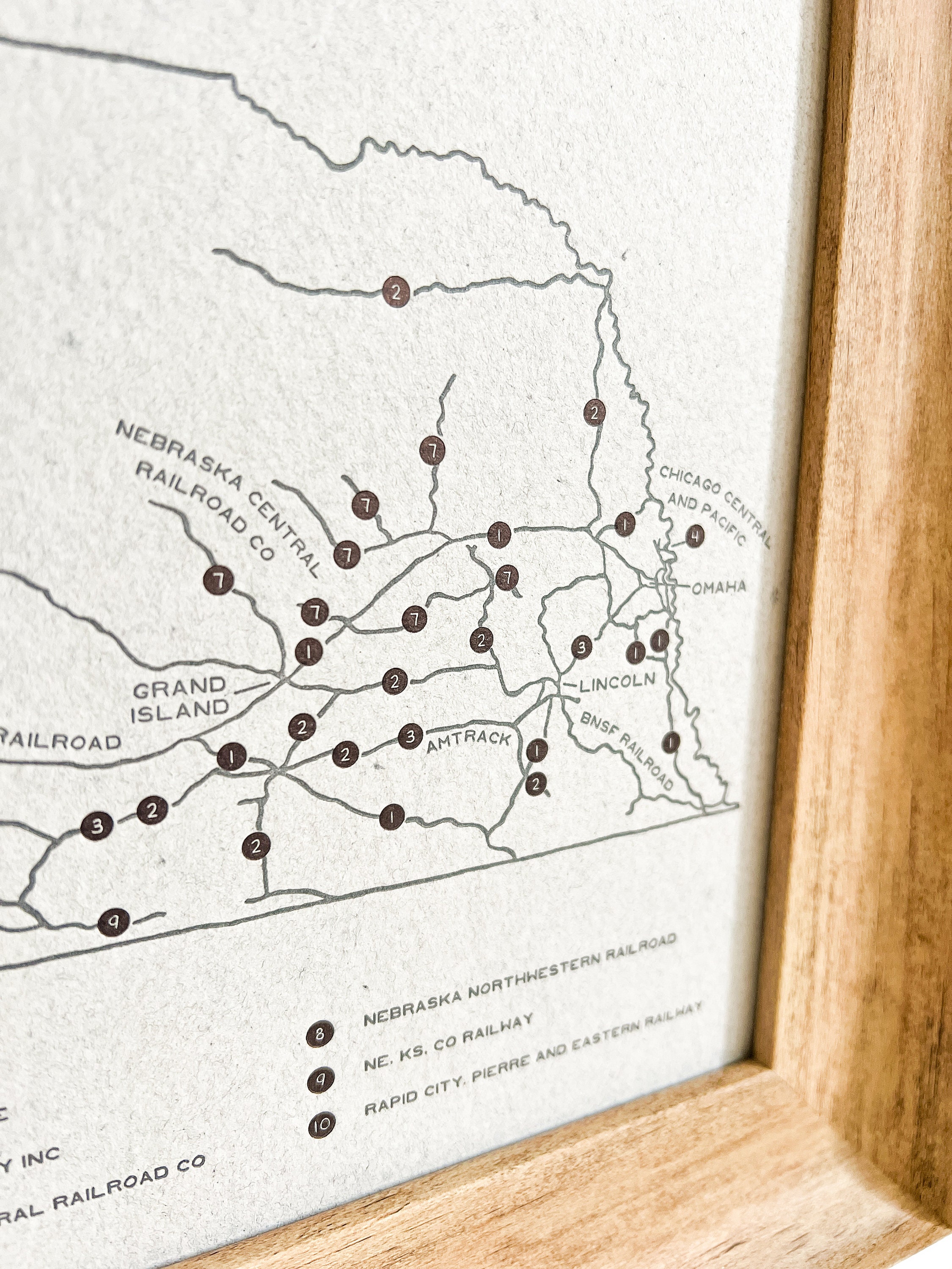 Nebraska Railroads Map, Railroad Map Print, Nebraska Map Letterpress ...