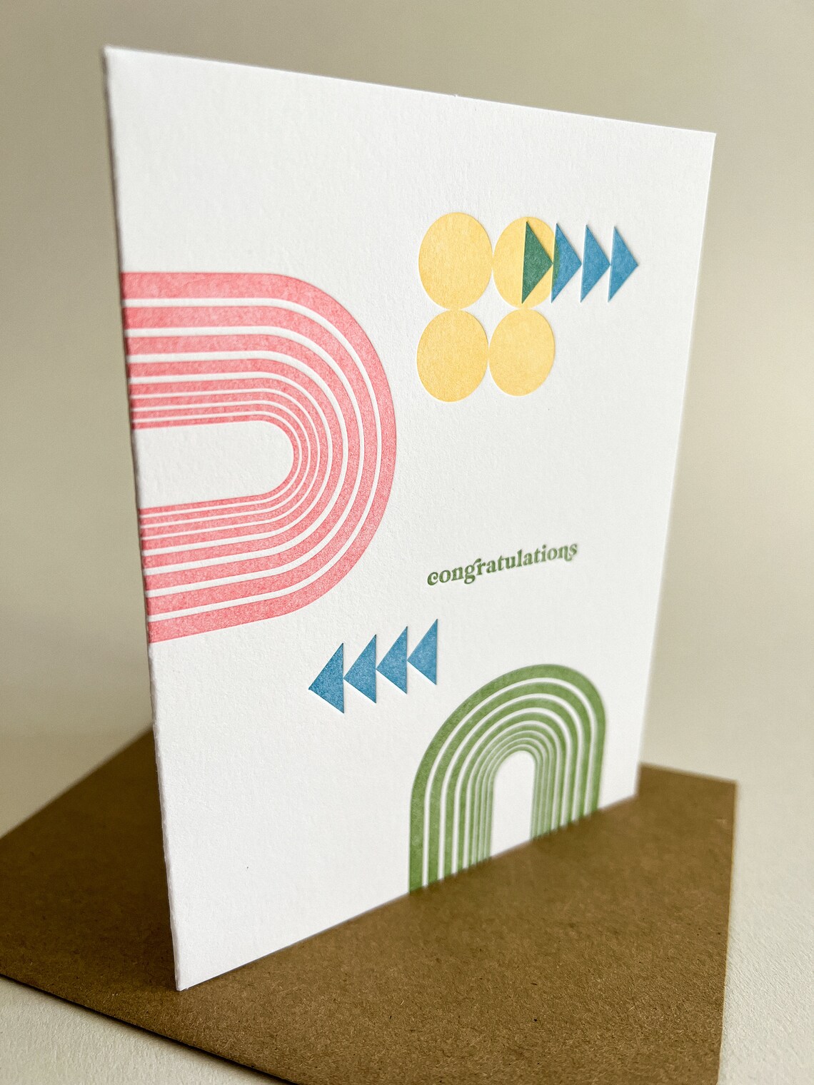 Congratulations Card, Modern Abstract Card, Letterpress Greeting Card ...