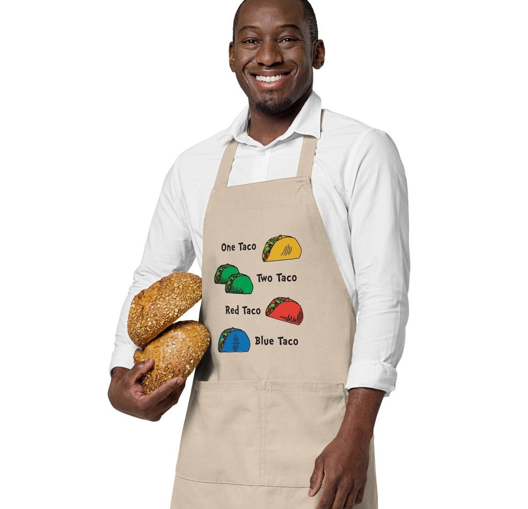 Men's Taco Apron Dr. Suess Inspired Organic Cotton Premium Fabric Fish ...