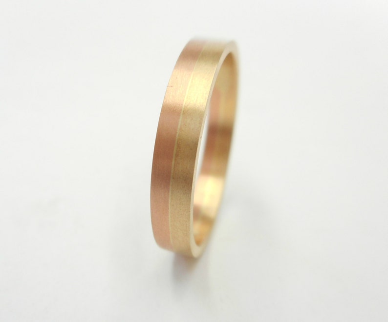 Two Tone 3 Mm.wide 14 K. Solid Gold Wedding Band Yellow,white & Rose ...