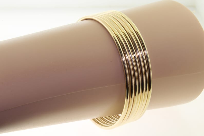 Seven Day Bangle Bracelet 10 K. or 14 K. Solid Goldnot - Etsy