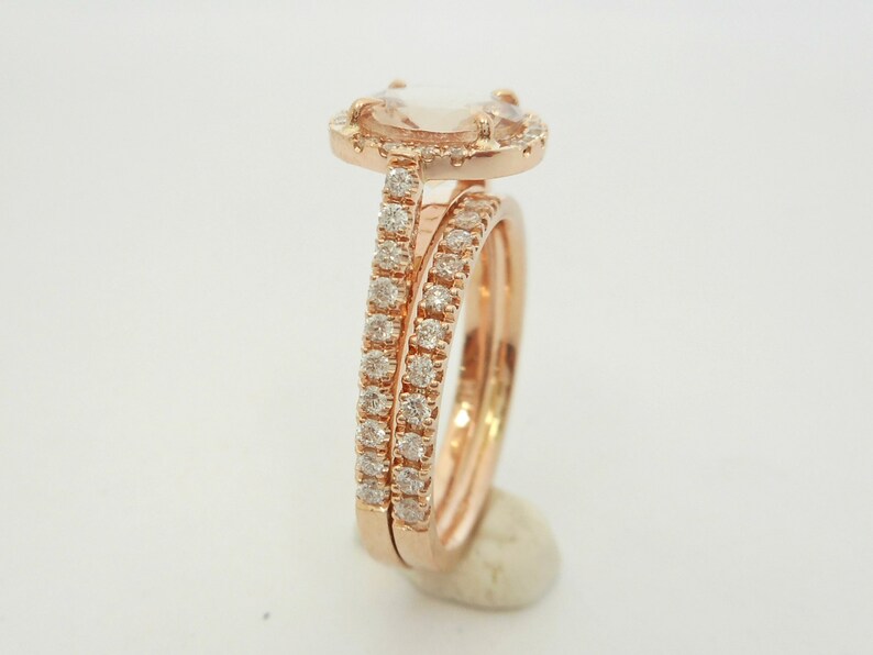 Morganite Engagement RingSet 8.10 mm Round Cut Morganite | Etsy