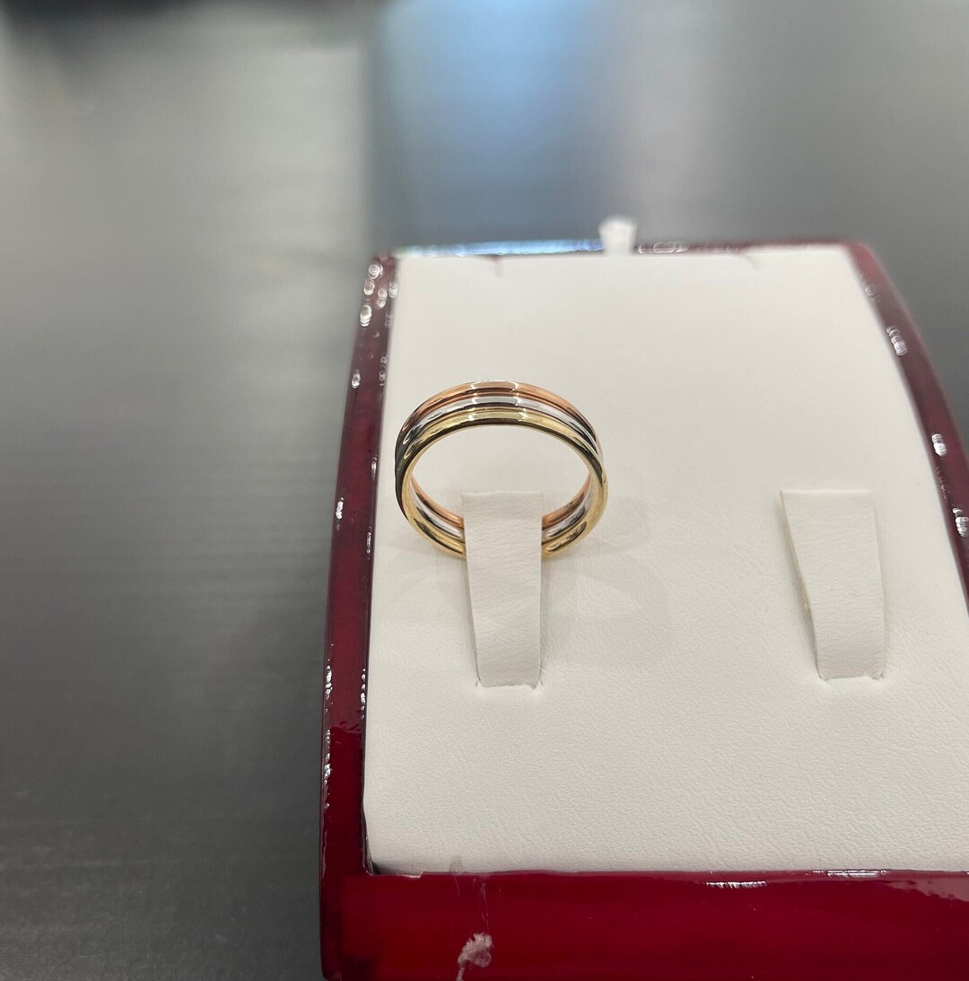 Set of 3 14 K. Solid Gold Round Wire 1.50 Mm. Wide(width) Band or ...